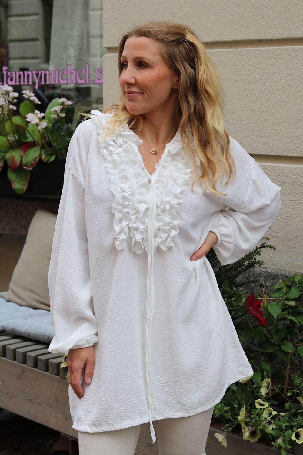 Elizabeth Kråsblus - Vit - Fanny Michel