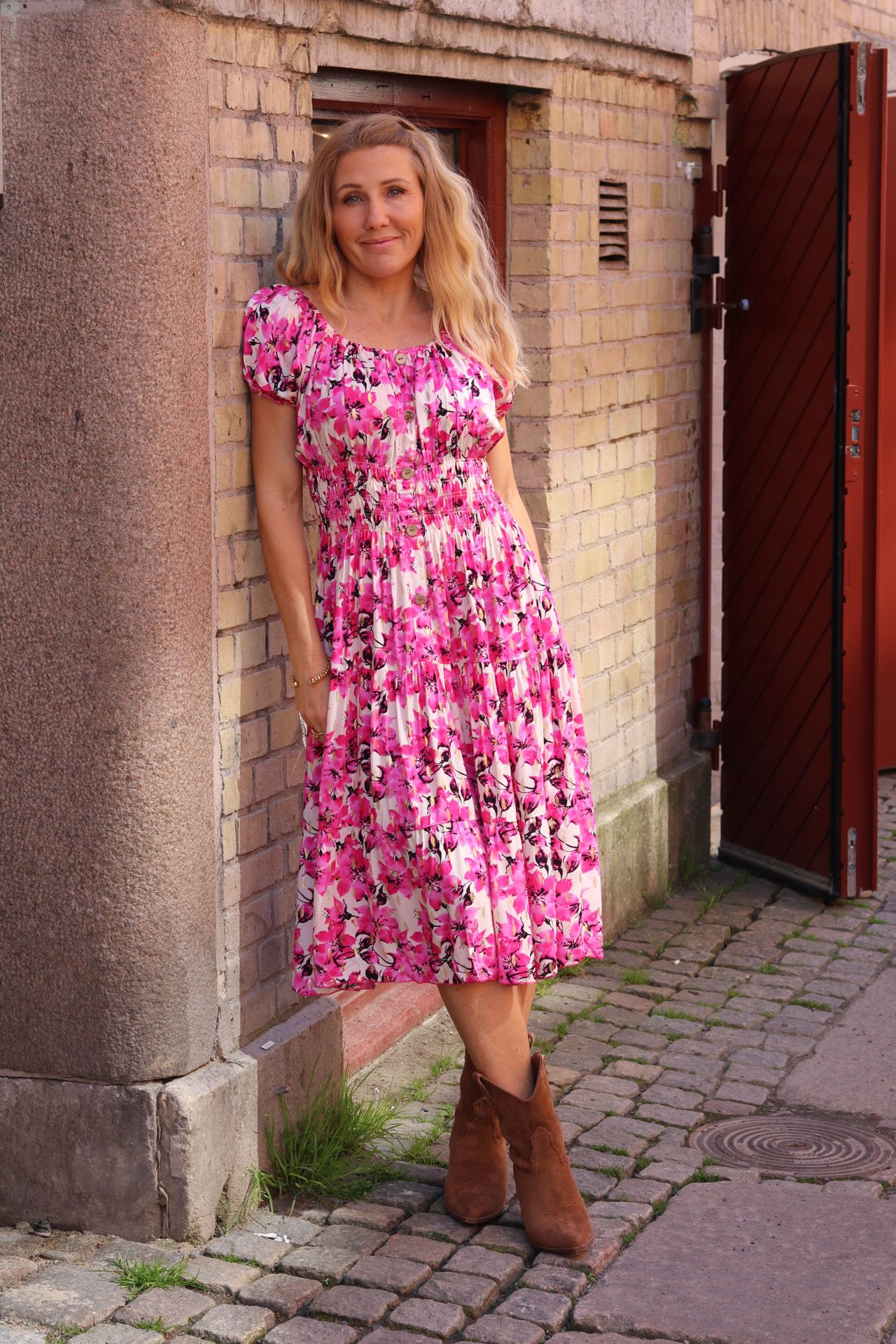 Elsi blommig klänning - Rosa - Fanny Michel