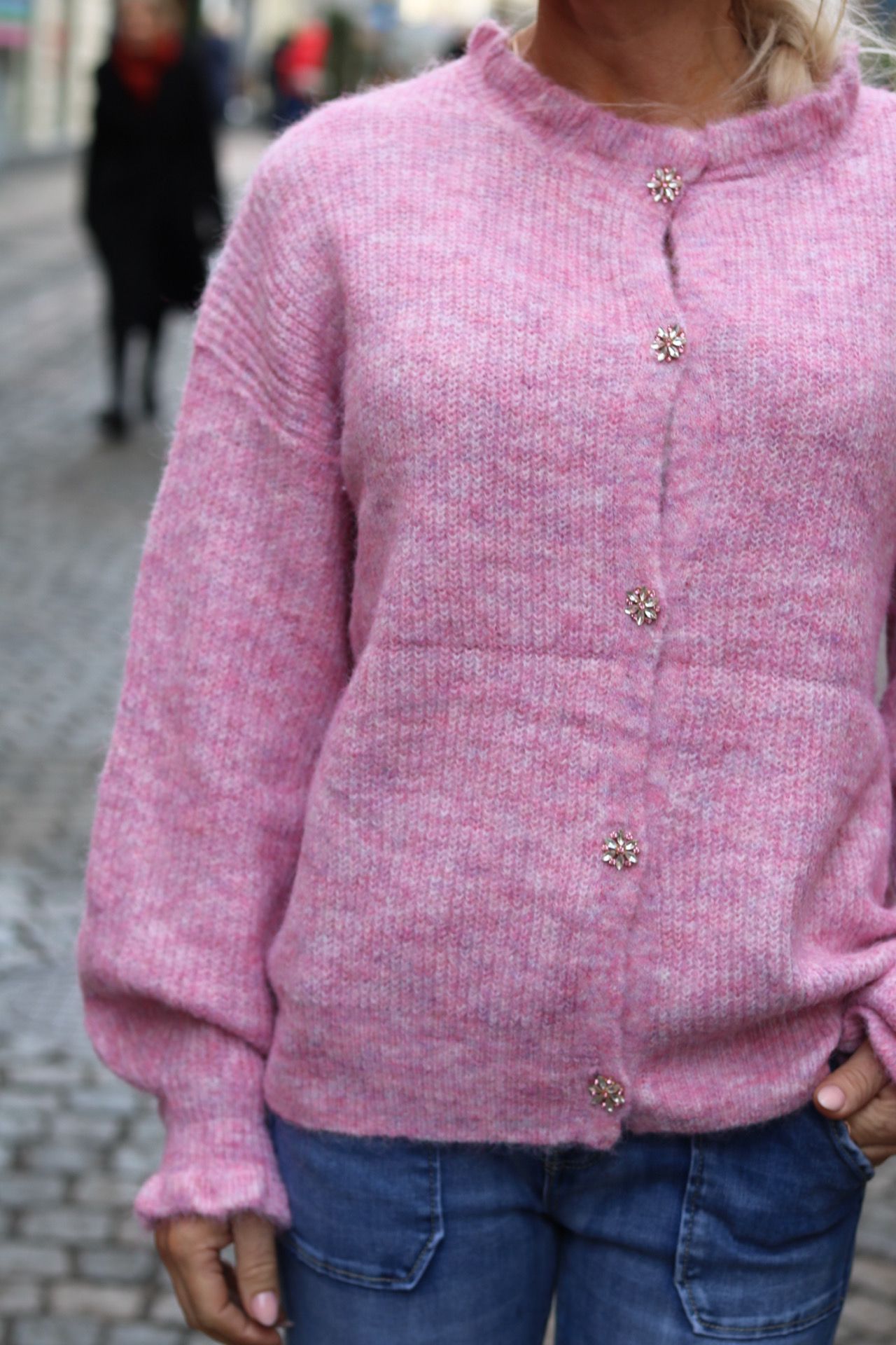 Amelia - Kofta med blingknappar - Rosa - Fanny Michel